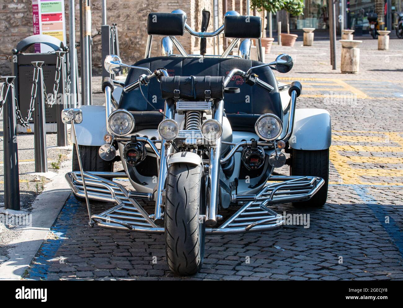 terni,italy august 19 2021:trike motorbike parked three wheeled ...