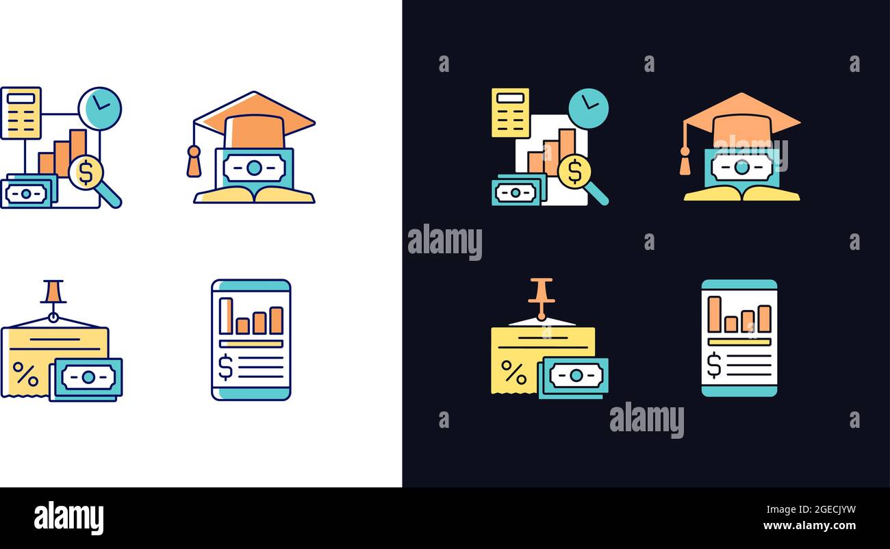 Investment light and dark theme RGB color icons set Stock Vector Image ...