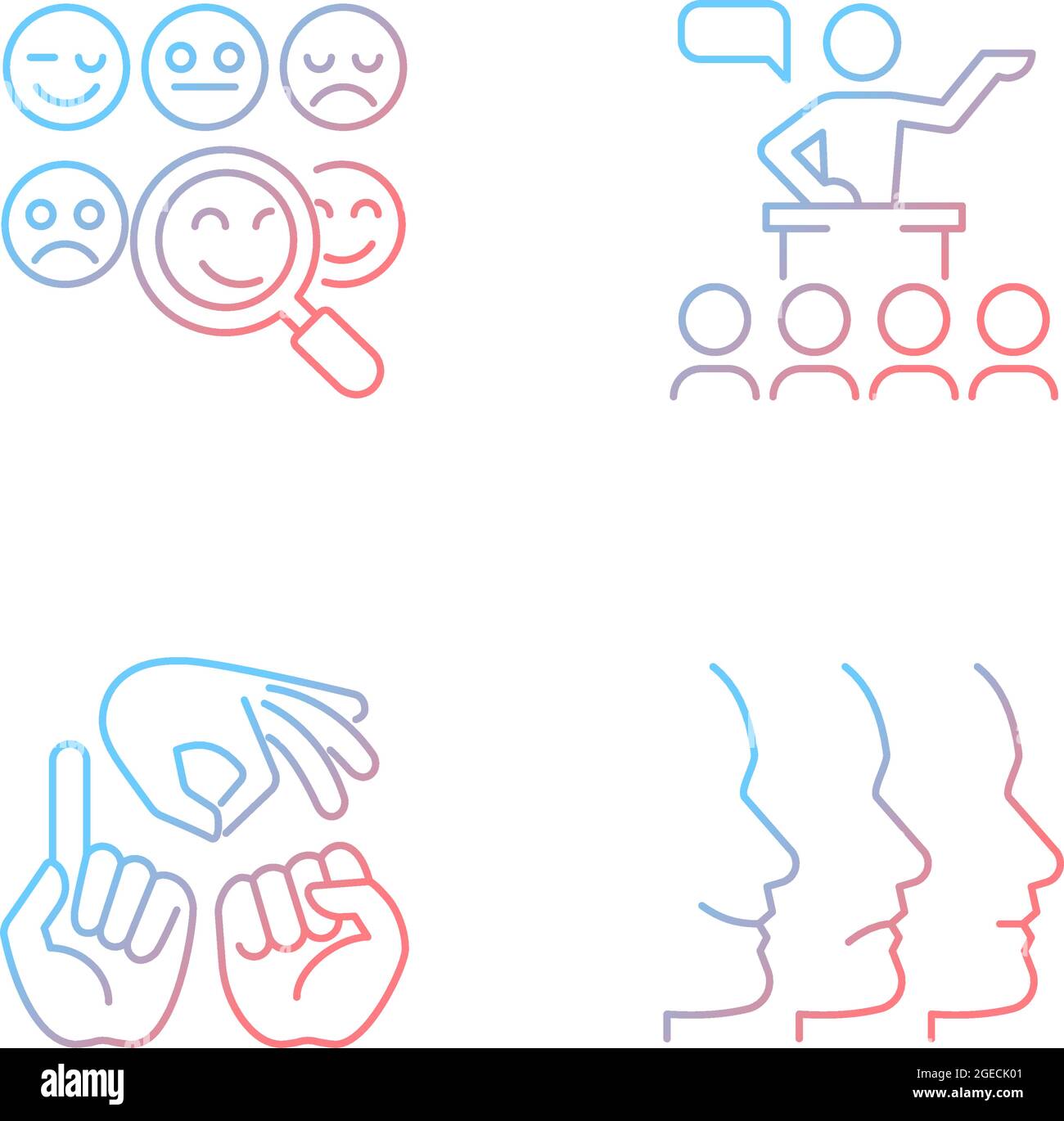 Building relationships with people gradient linear vector icons set ...