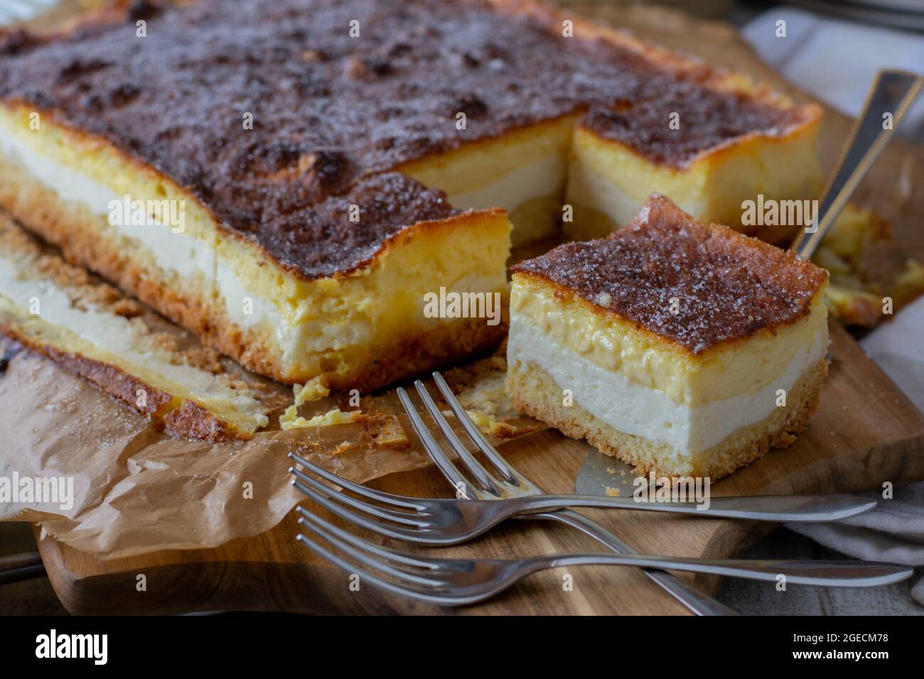 Rustic and traditional german quark cake or cheese cake called ...