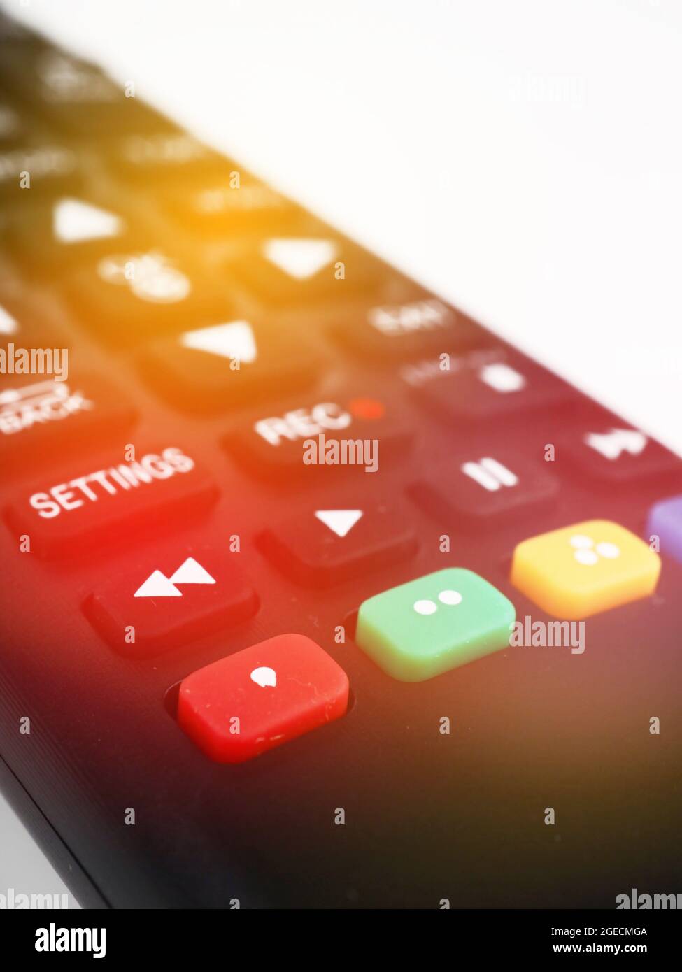 TV remote control, close-up buttons, tinted remote control parts Stock ...