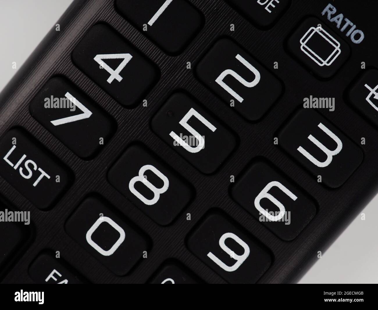 TV remote control, close-up buttons, tinted remote control parts Stock ...