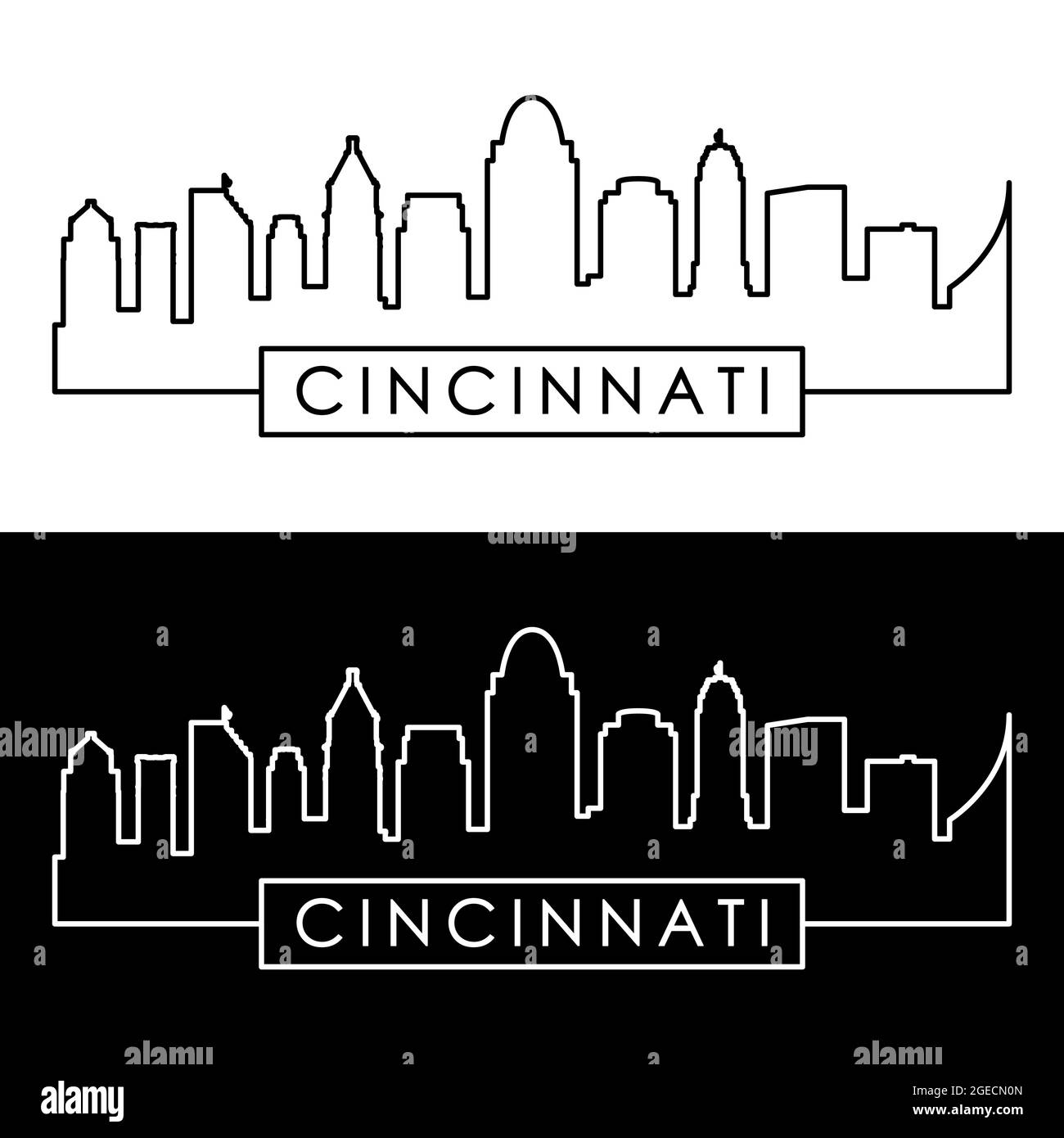 Cincinnati skyline. Linear style. Editable vector file Stock Vector ...