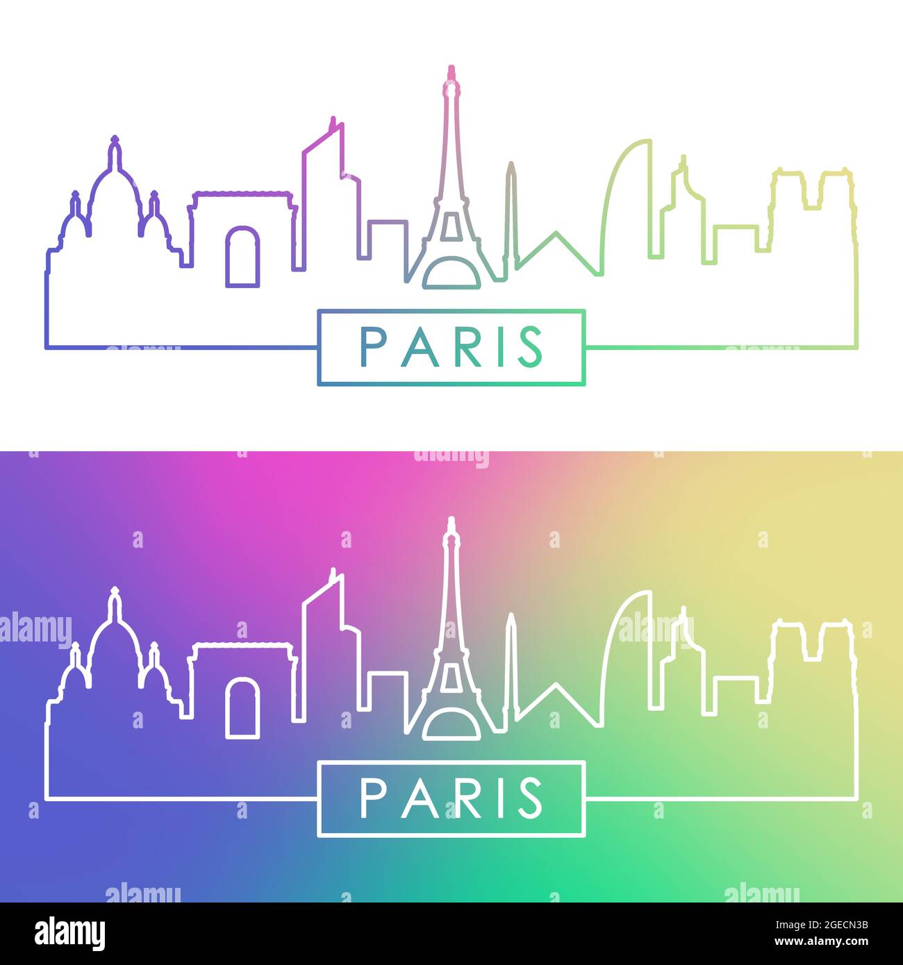 Paris skyline. Colorful linear style. Editable vector file Stock Vector ...