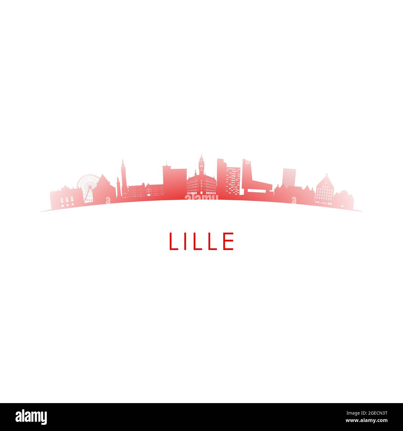 Lille, France skyline silhouette red vector design on white background ...