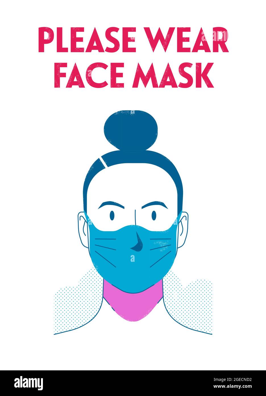 Please wear face mask poster with woman face Stock Vector Image & Art ...