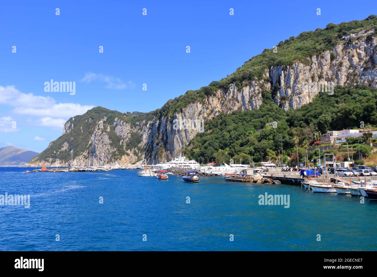 July 14 2021 - Capri, Italy: Port of the island Capri in the gulf of ...