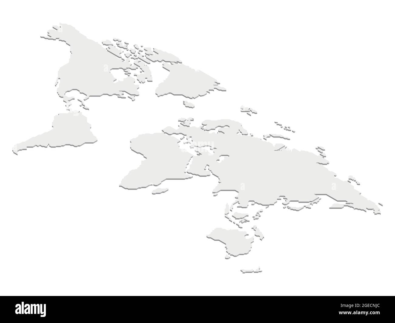 Isometric map of World. Gray land silhouette on white background. 3D ...