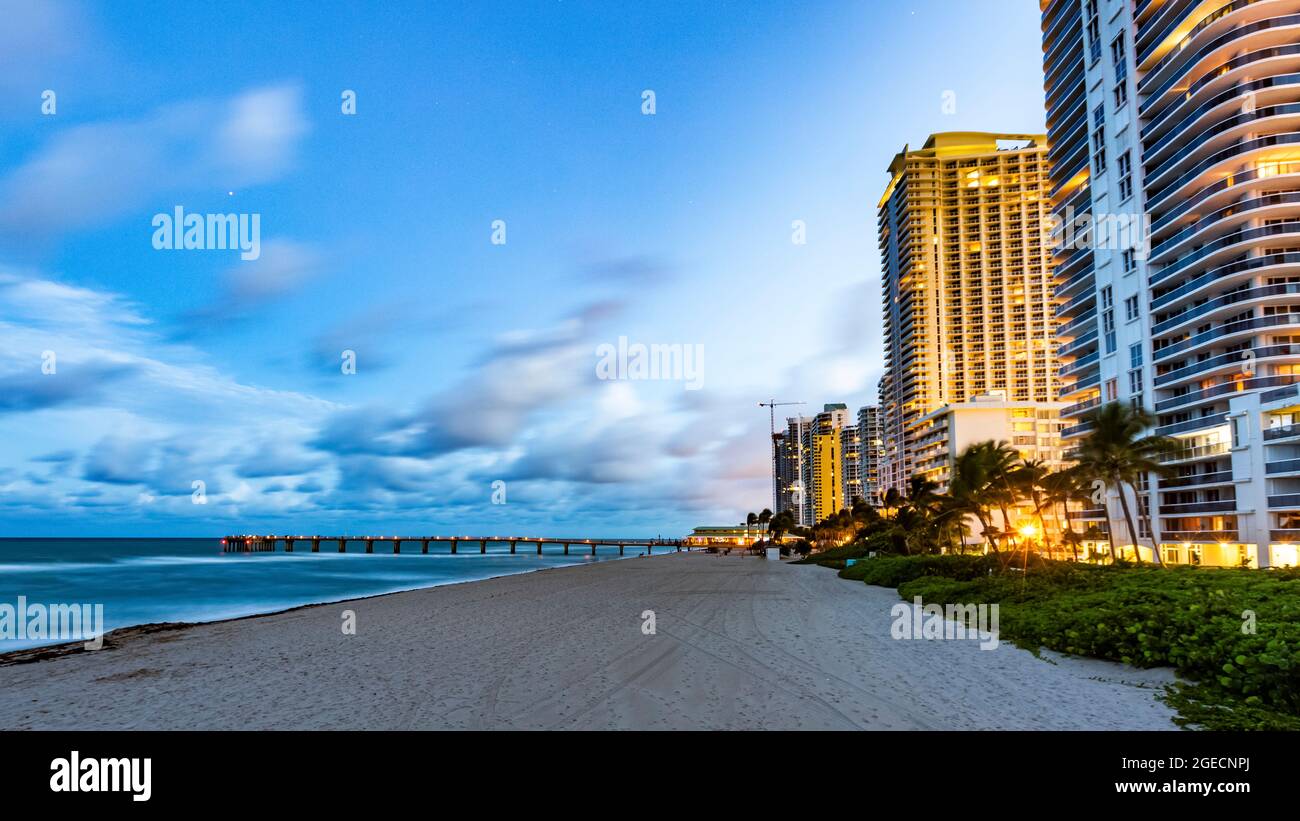Aerial view of the Miami, Florida, USA as seen from the sea Stock Photo ...