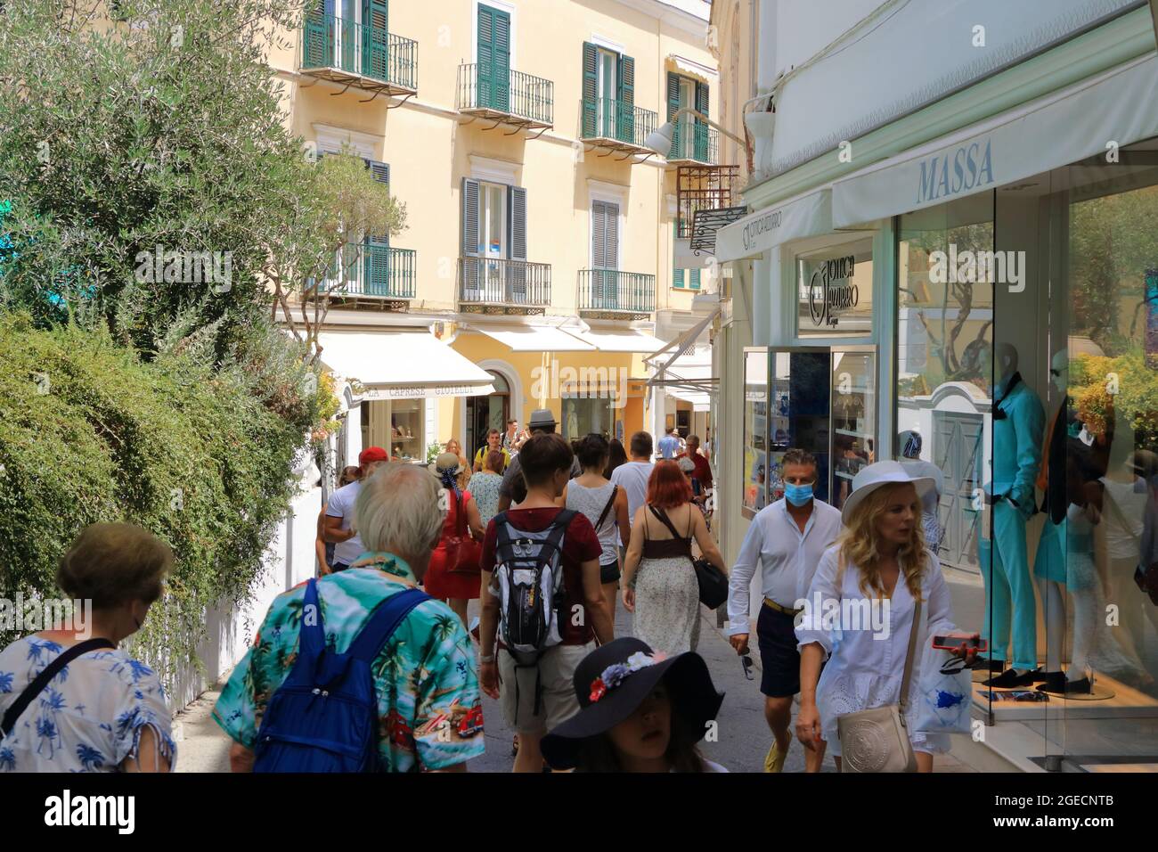 July 14 2021 - Capri, Italy: Streets in the mediterranean town of Capri ...