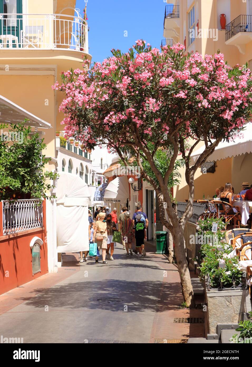 July 14 2021 - Capri, Italy: Streets in the mediterranean town of Capri ...