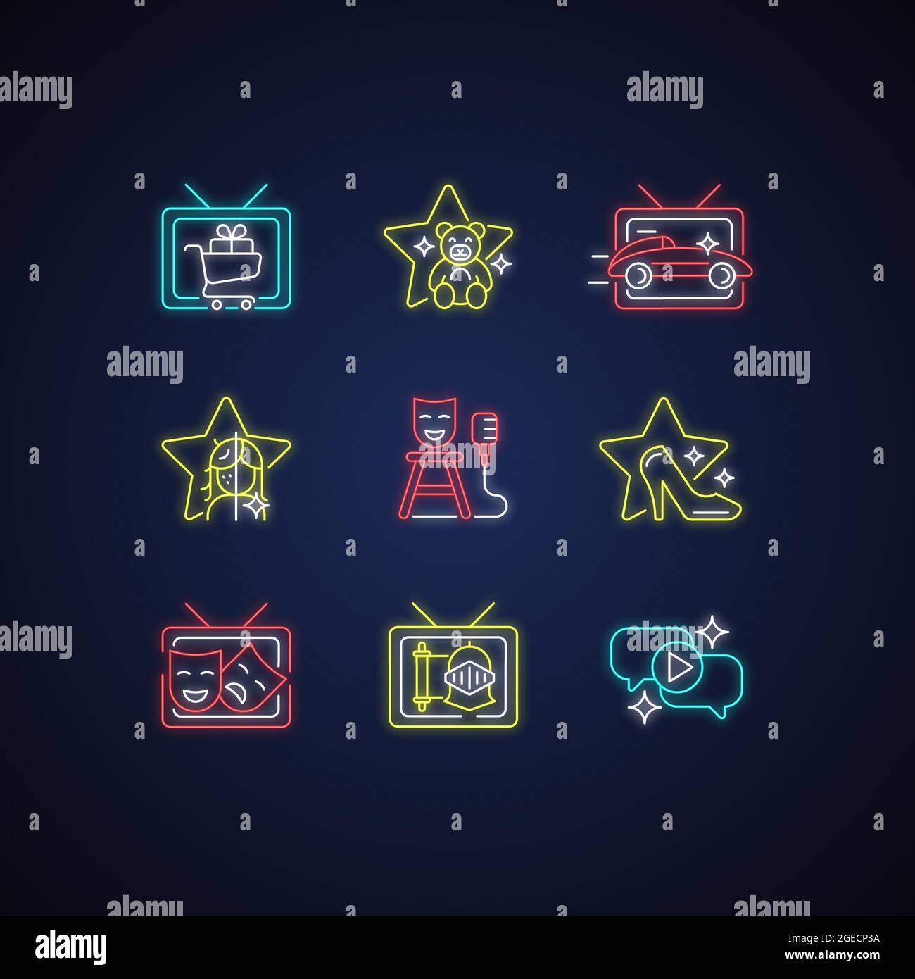 Television show neon light icons set Stock Vector Image & Art - Alamy