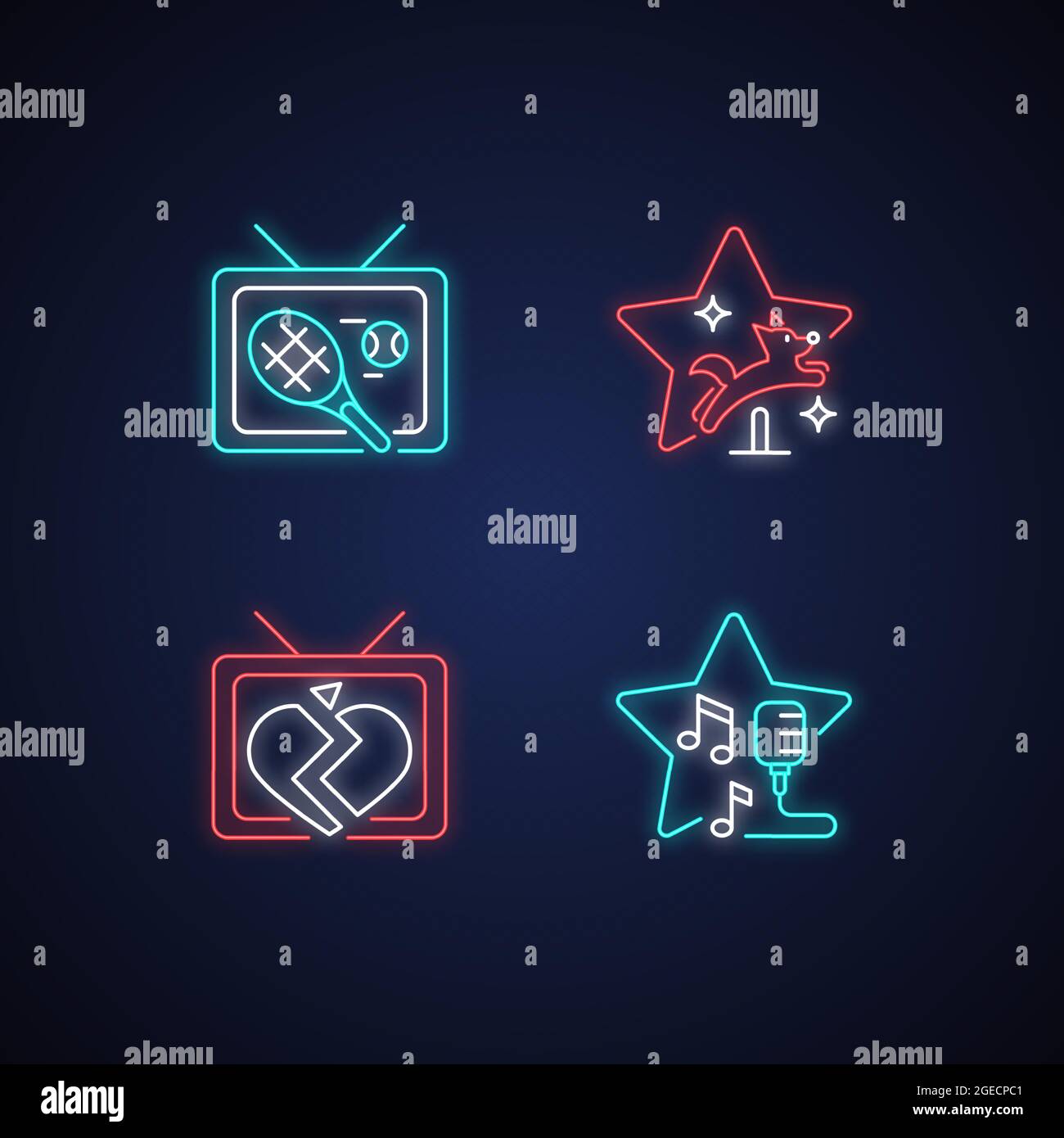 Television series genres neon light icons set Stock Vector Image & Art ...