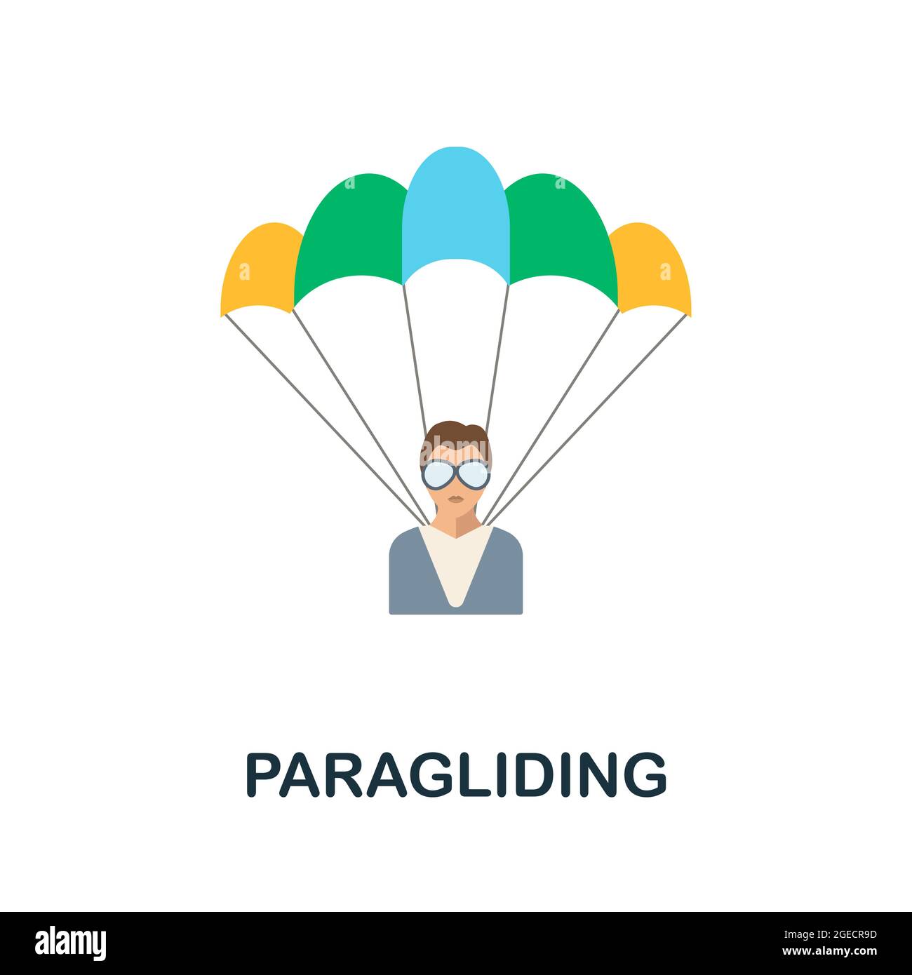 Paragliding flat icon. Colored sign from excursions collection ...