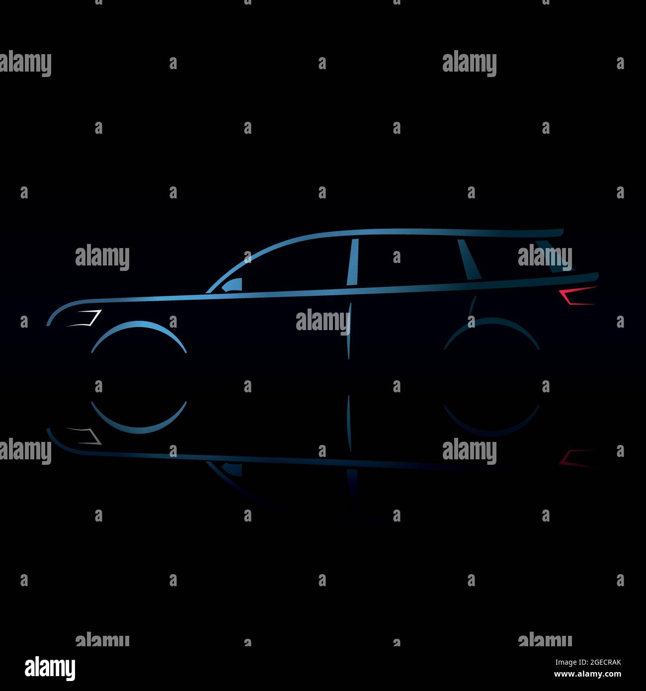 Design blue estate car on black background with reflection. Vector ...