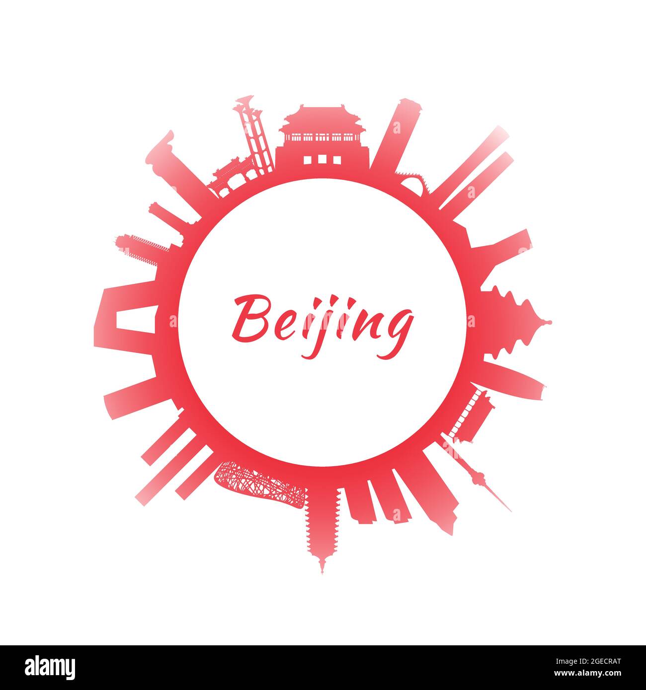 Silhouette Beijing Skyline with red Buildings. Image for Presentation ...