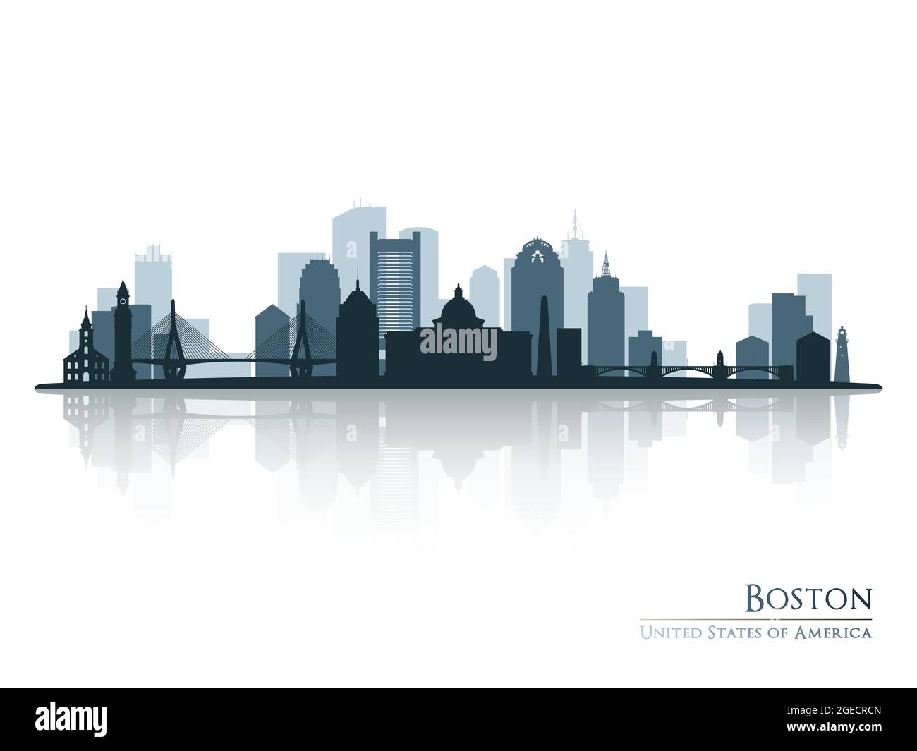 Boston massachusetts capital skyline silhouette Cut Out Stock Images ...