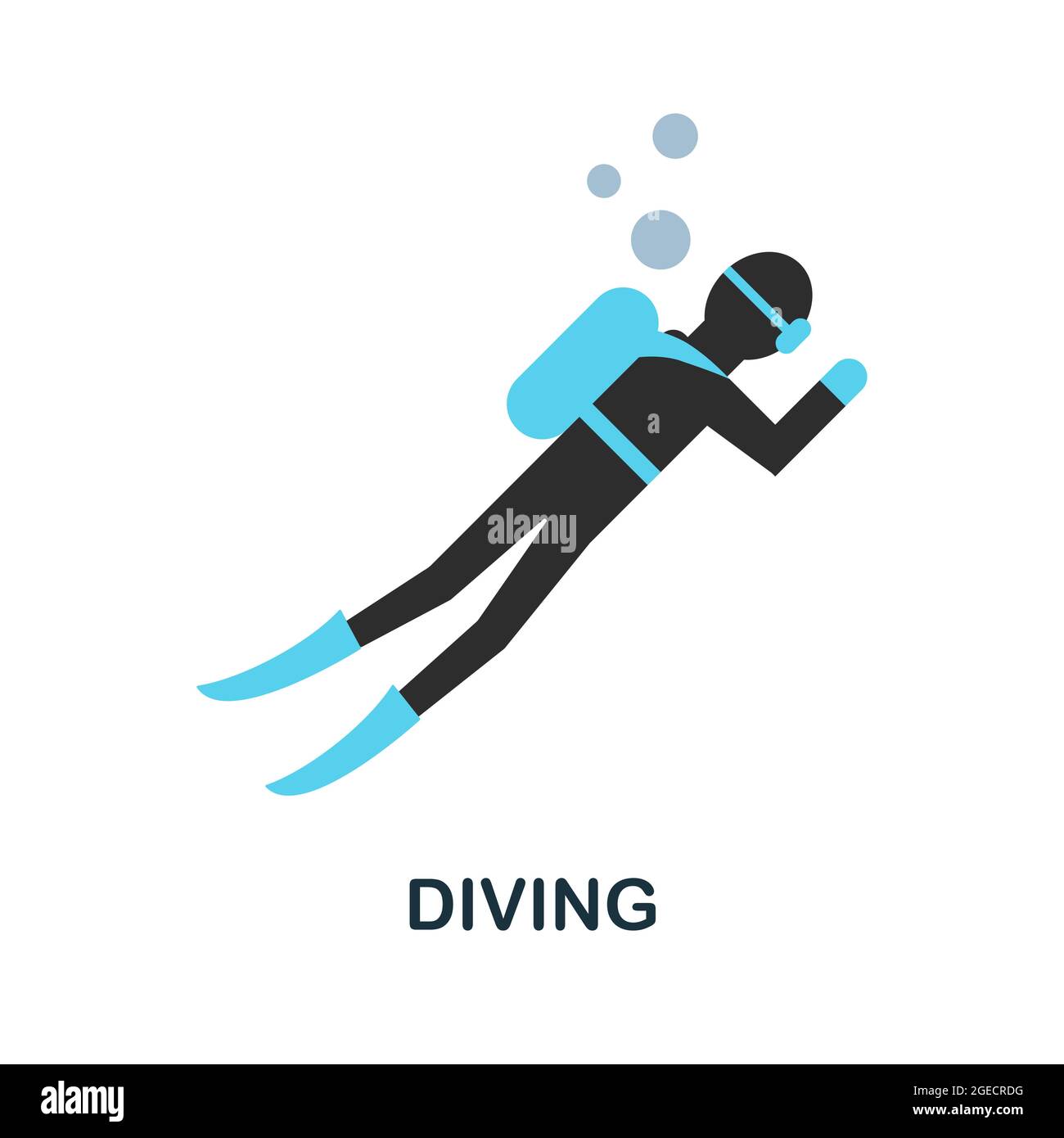 Diving flat icon. Colored sign from excursions collection. Creative ...