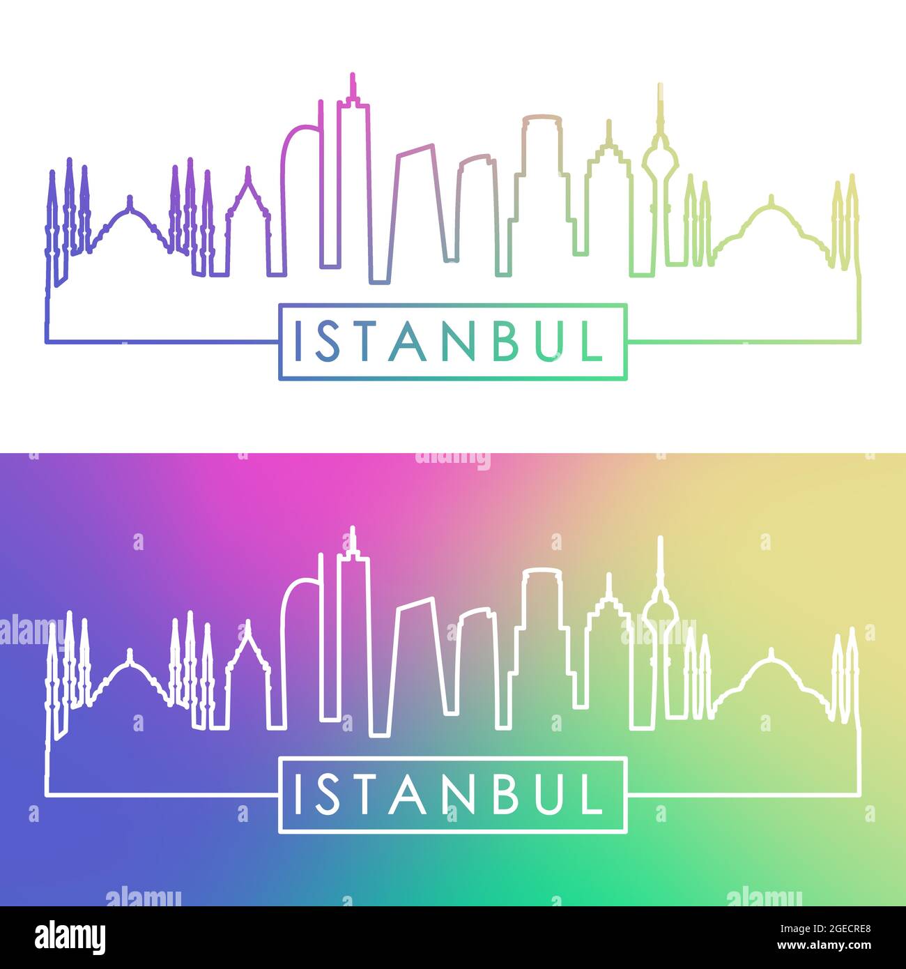 Istanbul skyline. Colorful linear style. Editable vector file Stock ...