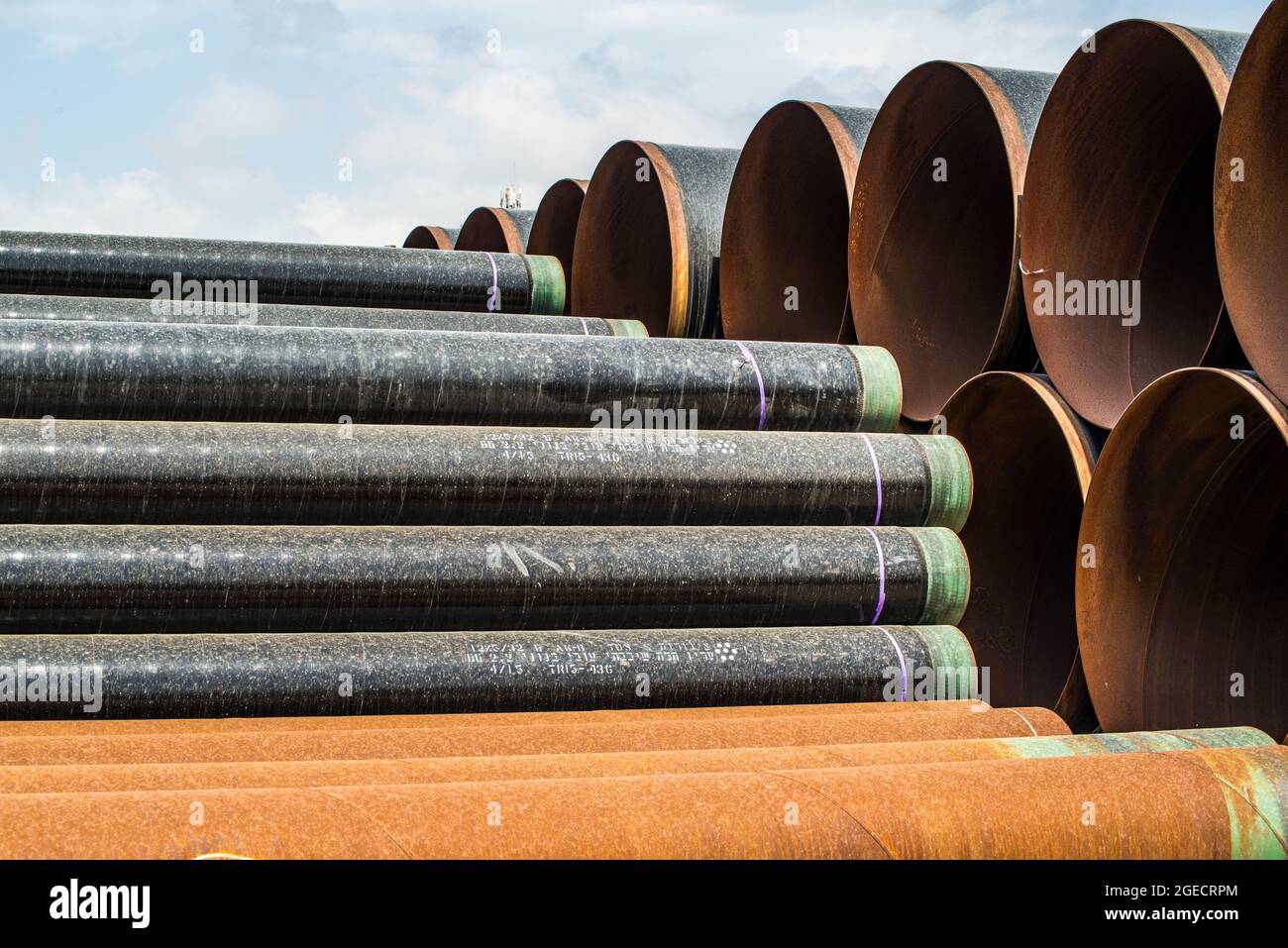 Pipe manufacturing plant. Large diameter Metal pipes factory Stock ...