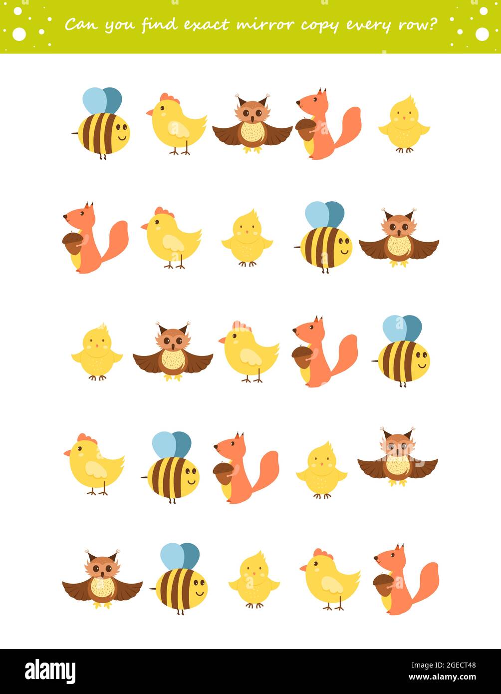 IQ training visual puzzle. Match the pairs - find the exact mirror copy ...