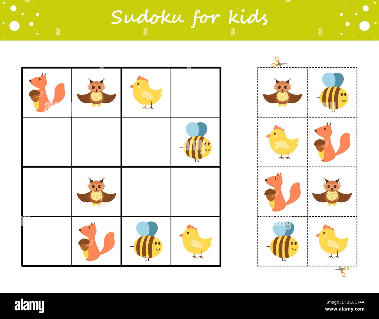 Sudoku for kids. Education developing worksheet. Activity page with ...
