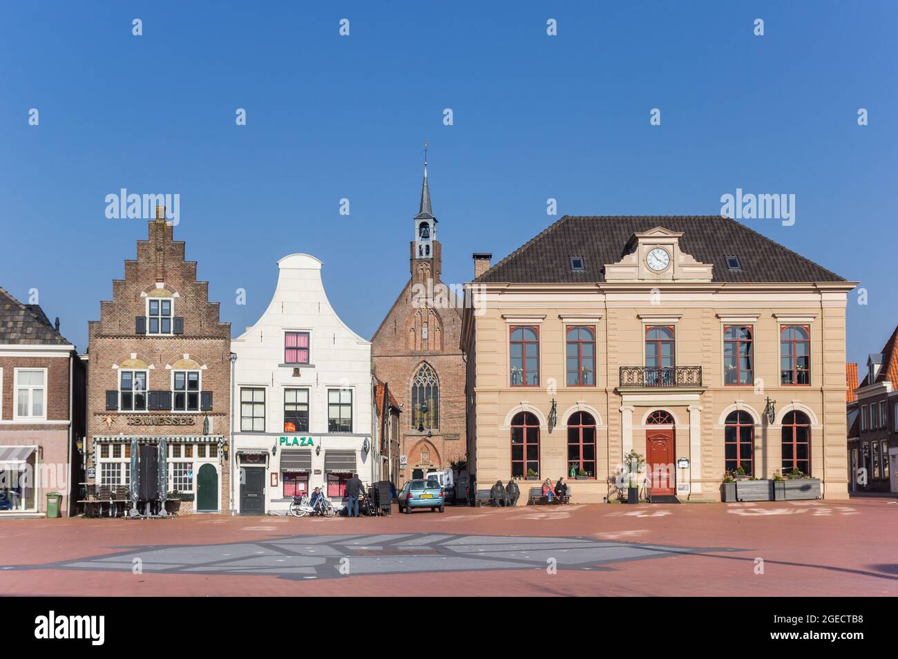 Central market square in historic city Steenwijk, Netherlands Stock ...