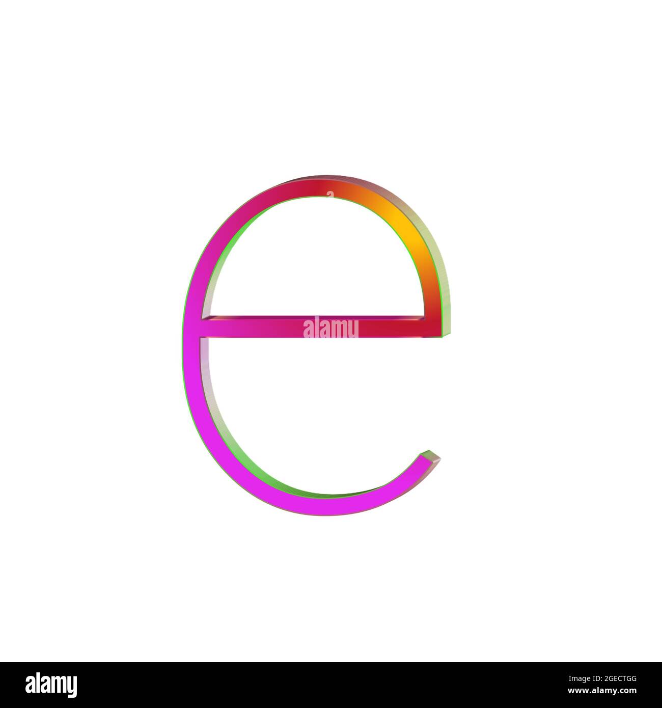 Small letter e colorful 3D alphabets abstract beautiful white ...