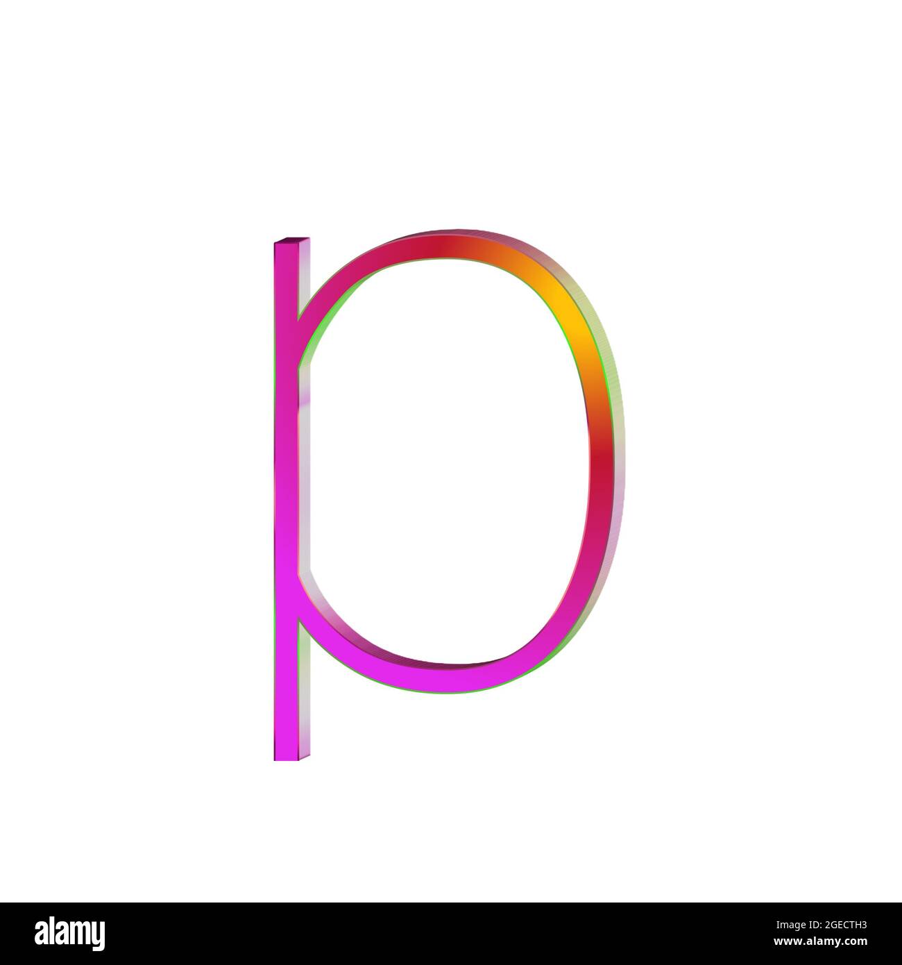 Small letter p colorful 3D alphabets abstract beautiful white ...