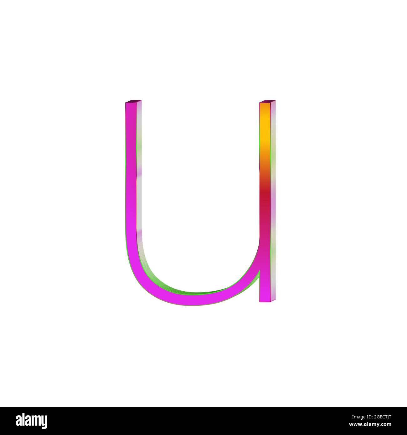 Small letter u colorful 3D alphabets abstract beautiful white ...