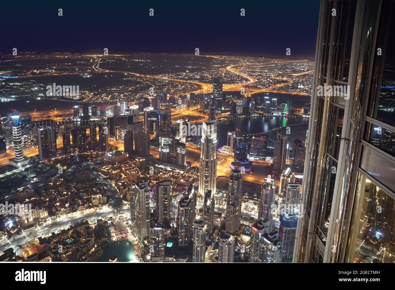 Aerial view of Dubai city at night Stock Photo - Alamy