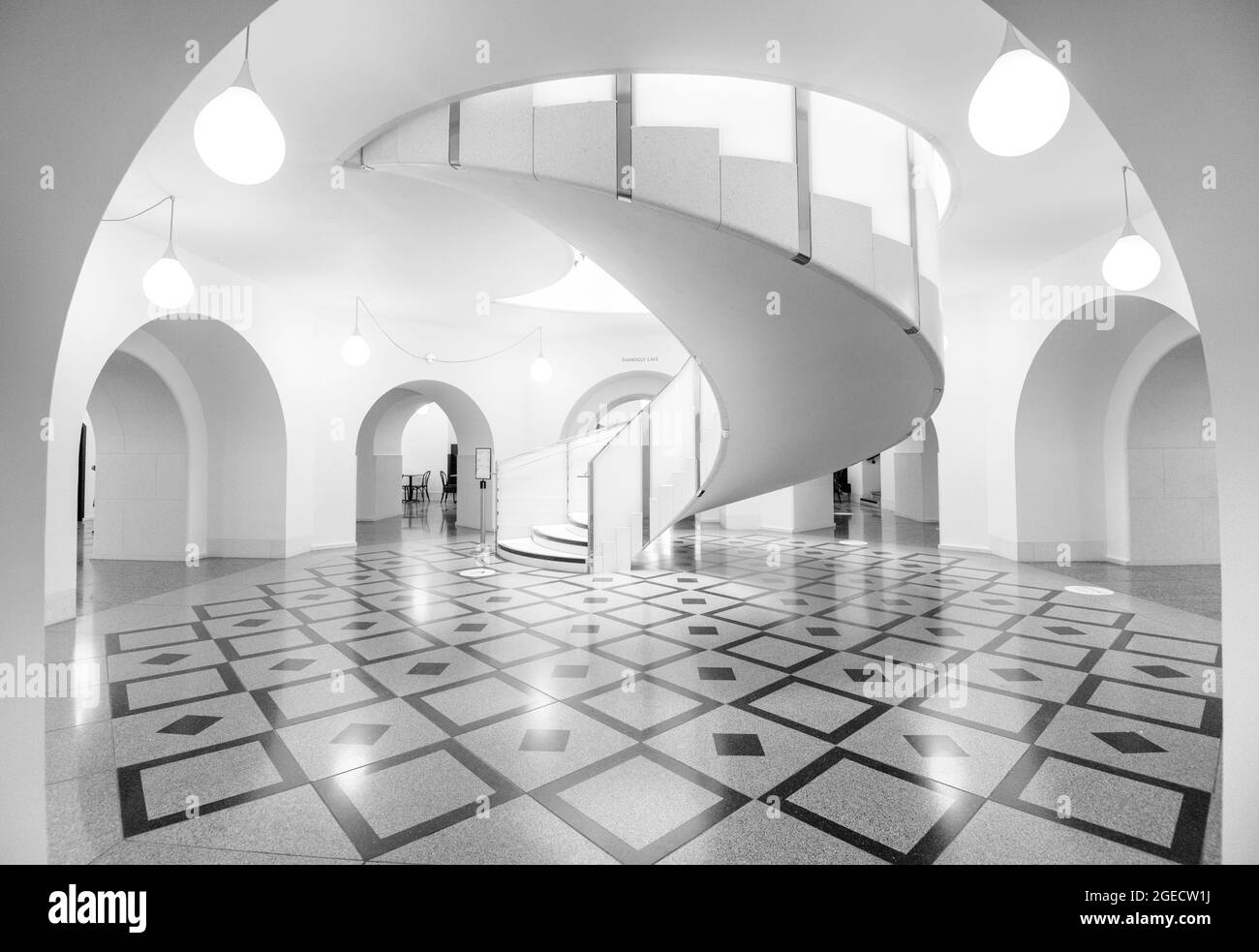 Reflection of a staircase inside Tate Britain in London, England UK ...