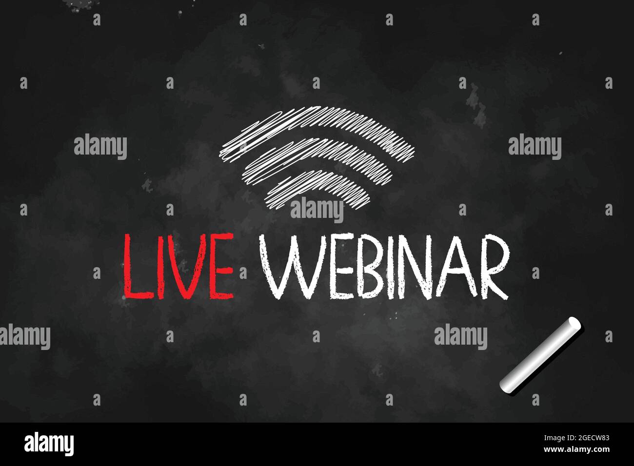 Live Webinar Button, icon drawn with whit chalk on blackboard logo ...
