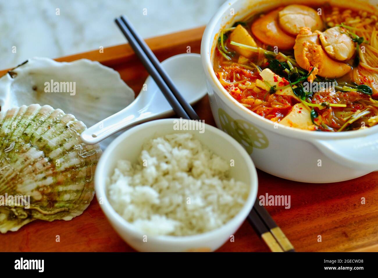 Korean seafood sundubu Stock Photo - Alamy