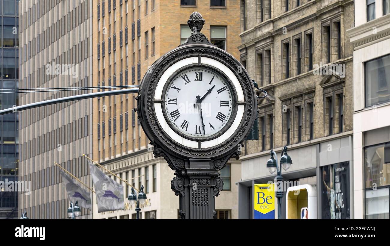 Historic Lansing clock in Manhattan, New York Stock Photo - Alamy
