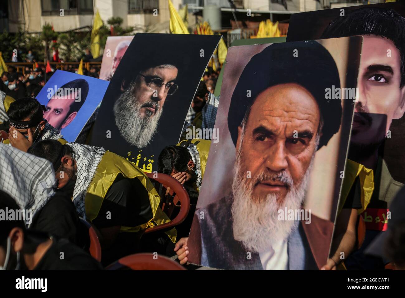 19 August 2021, Lebanon, Beirut: Pictures of later Iranian supreme ...