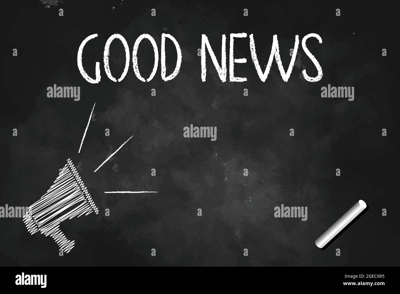 Good News Megaphone and title " GOOD NEWS " written with white chalk on ...