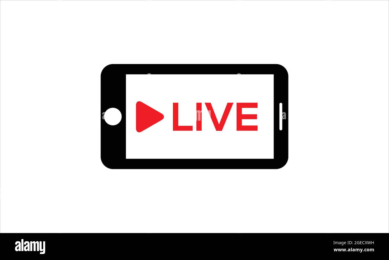 live video play button icon on mobile phone screen logo vector ...