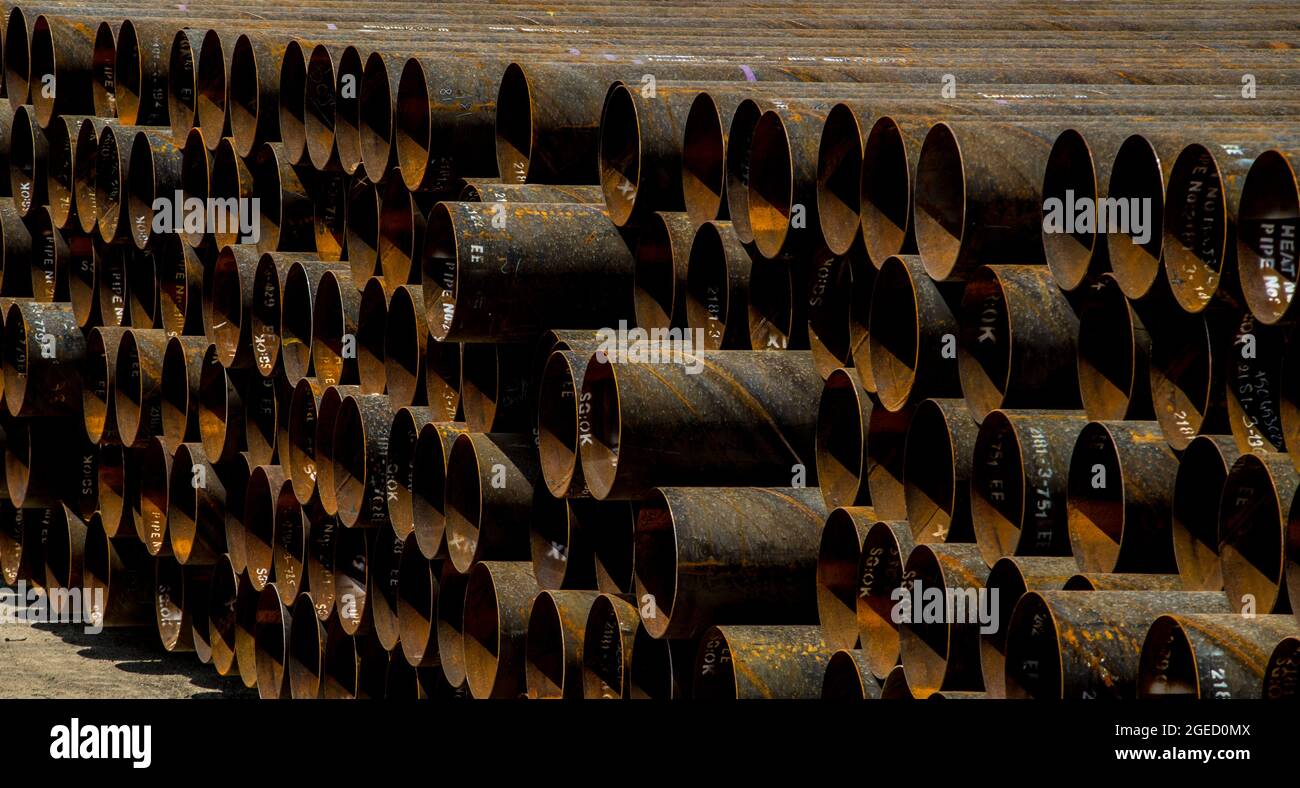 Pipe manufacturing plant. Large diameter Metal pipes factory Stock ...