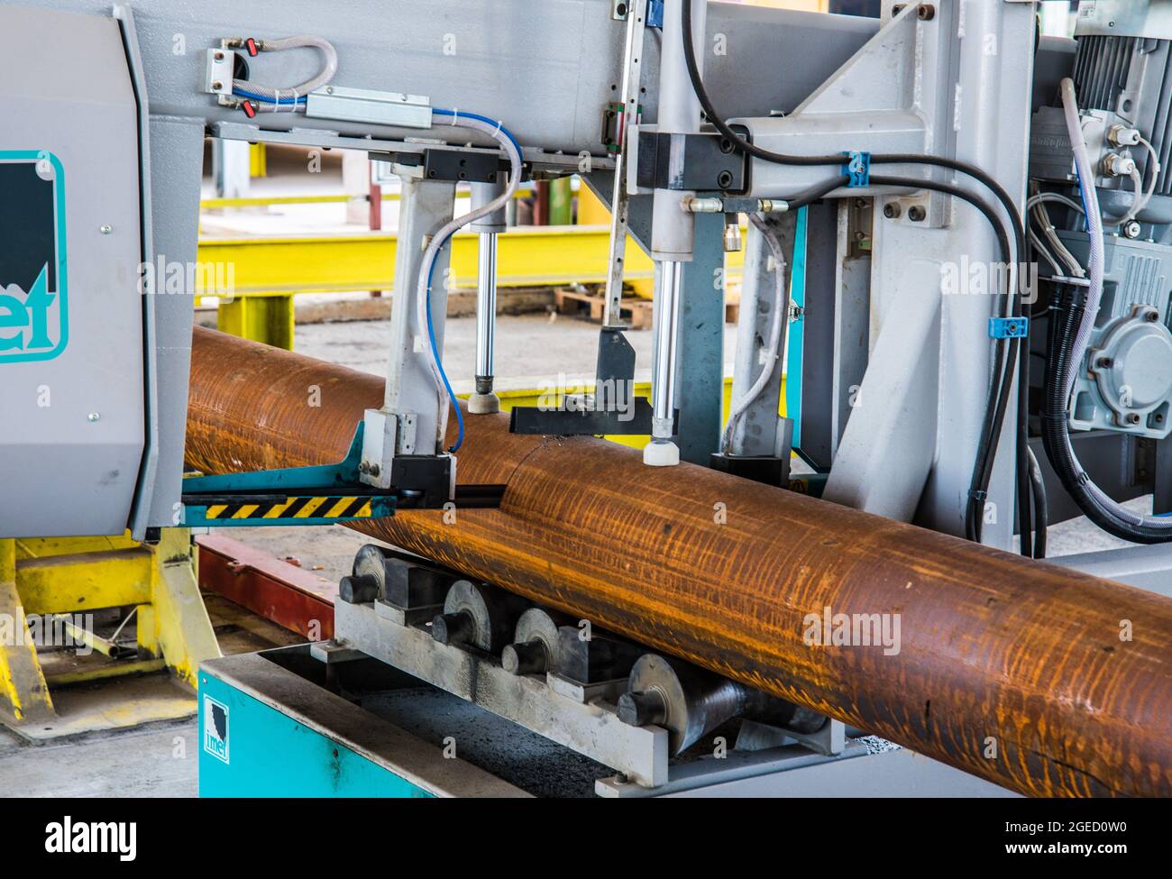 Pipe manufacturing plant. Automatic precision cutting to size Stock ...