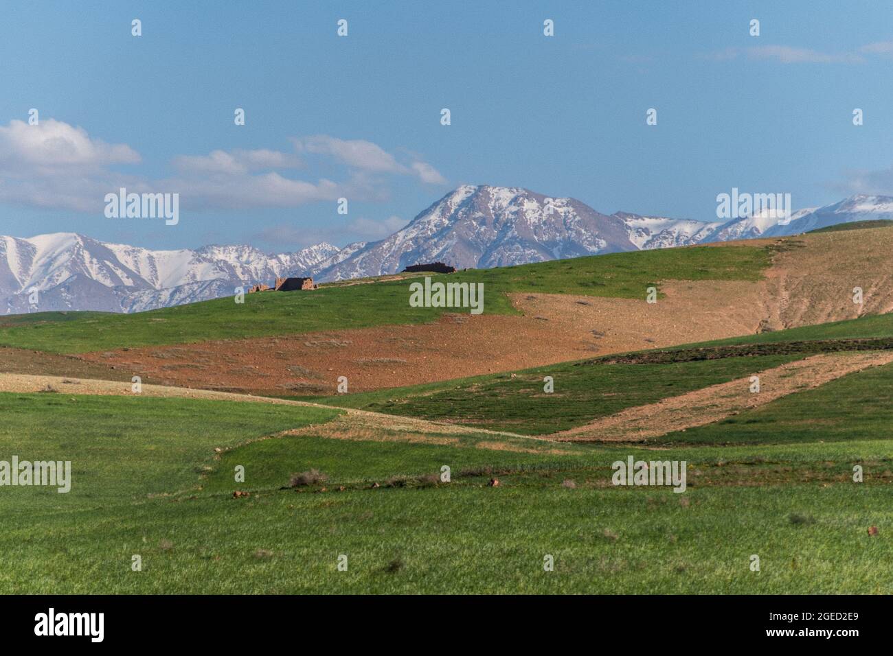 Green hills snowy mountains in hi-res stock photography and images - Alamy