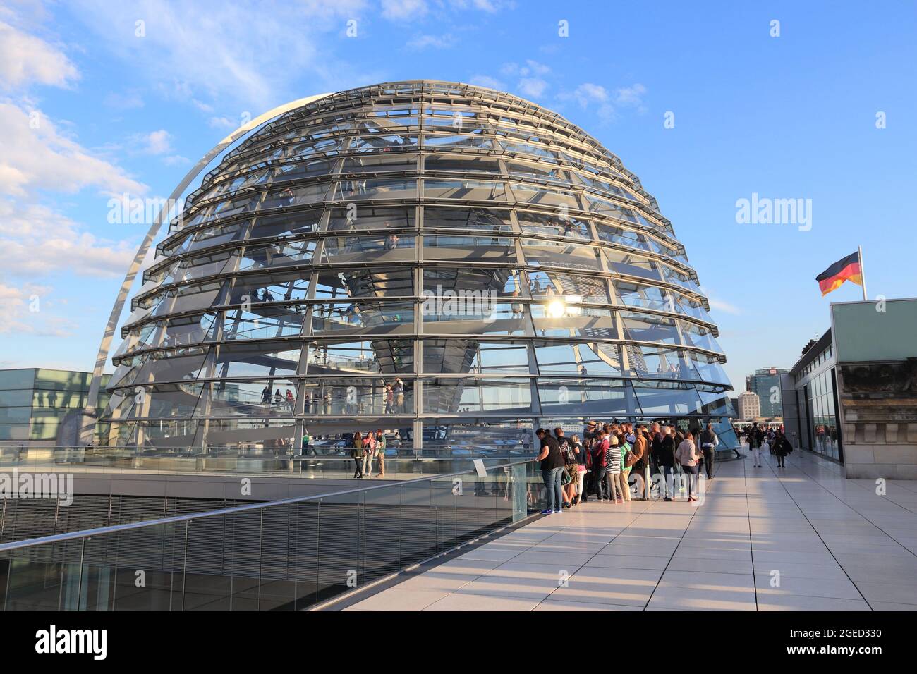 BERLIN, GERMANY - AUGUST 27, 2014: People visit Reichstag building dome ...