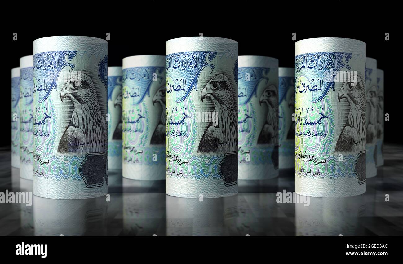 Arab Emirates Dirhams money pack 3d illustration. 500 AED Dubai ...
