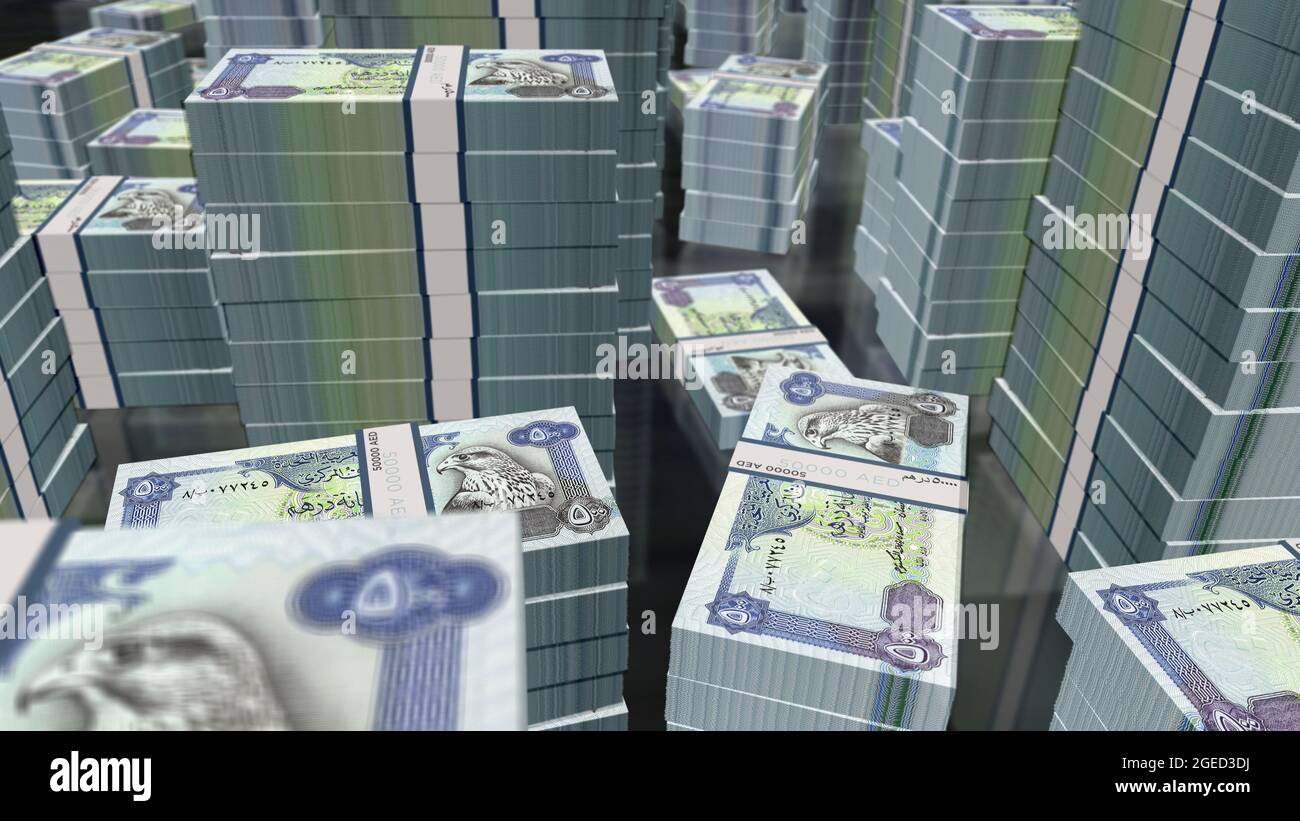 Arab Emirates Dirhams money pack 3d illustration. 500 AED Dubai ...