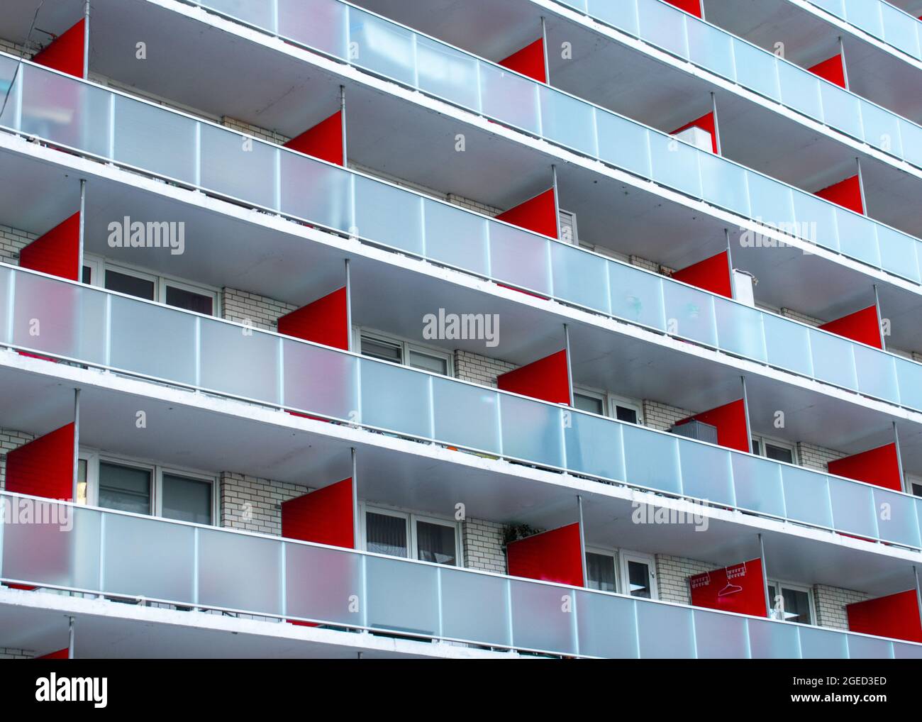 NEW YORK, UNITED STATES - Dec 30, 2020: A building with red and blue ...