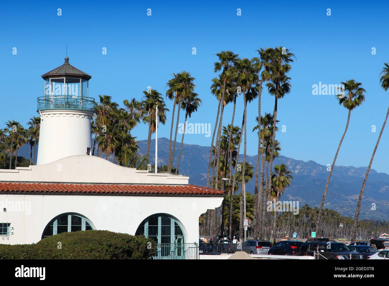 Santa Barbara, California. Street view with palm trees Stock Photo - Alamy
