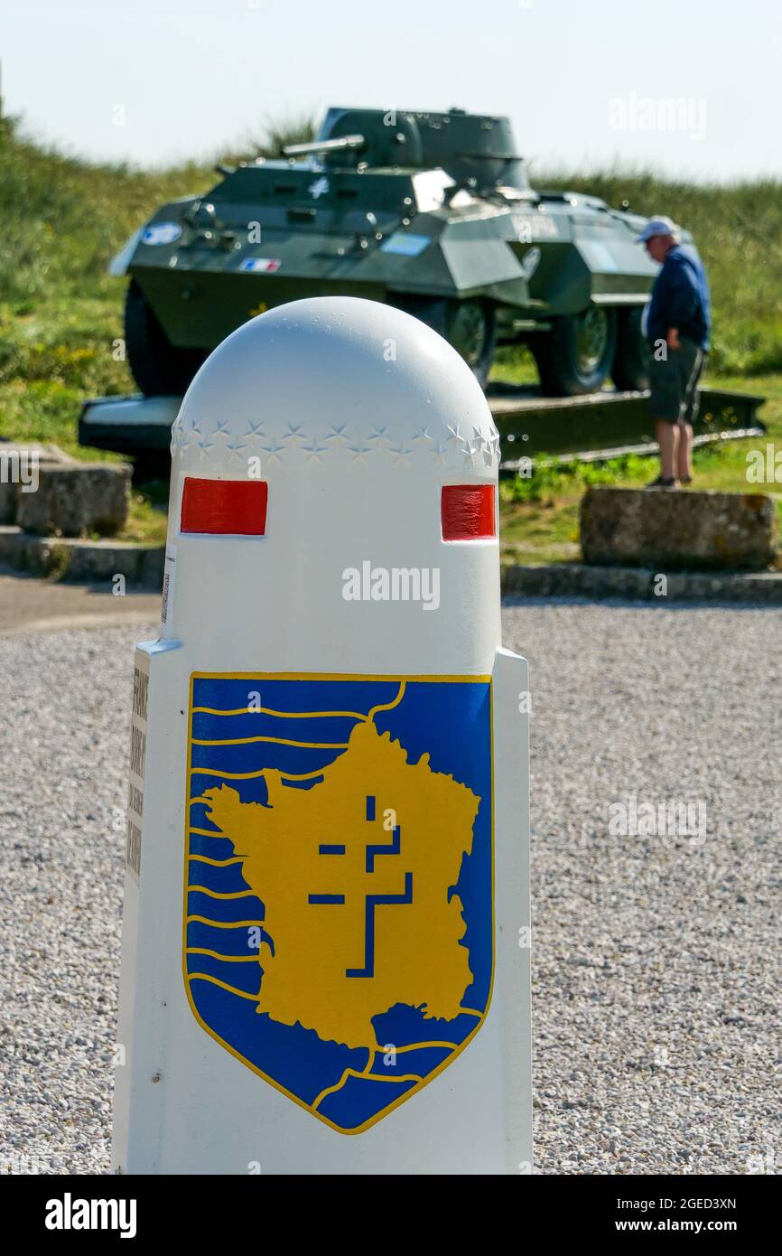 Bollard marking the "Kilometre zero" of the 2nd DB marchn 2nd French ...