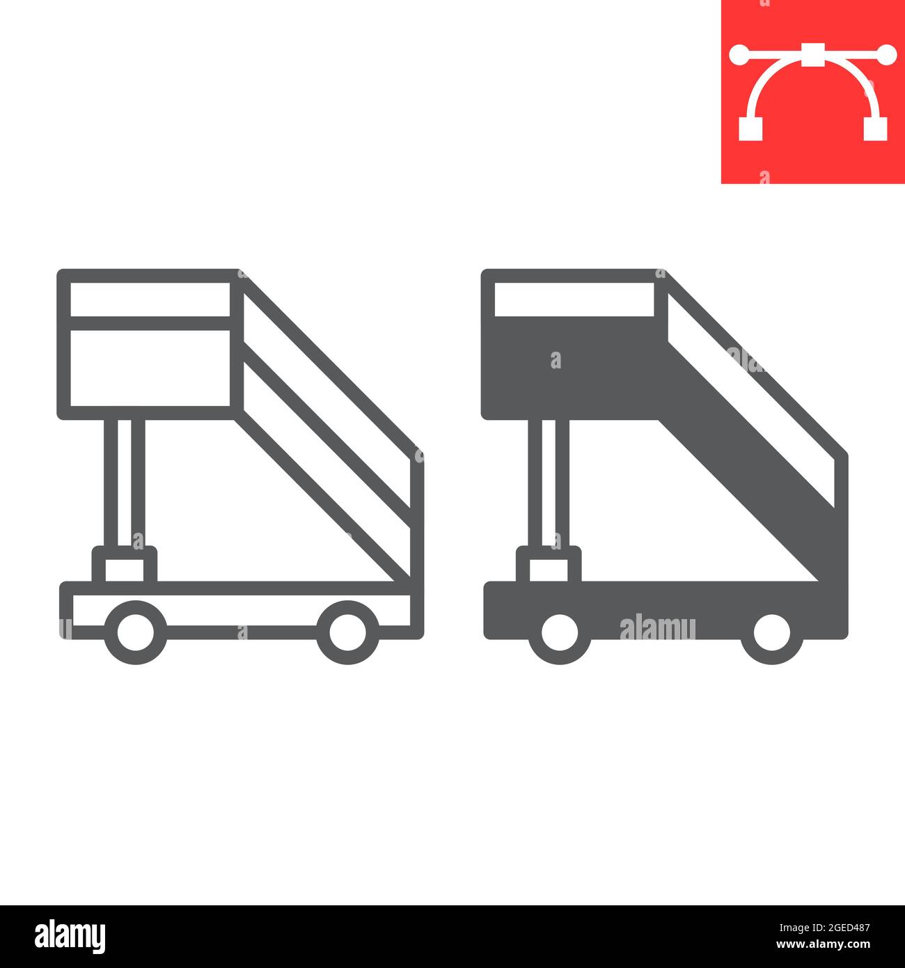 Airport ladder line and glyph icon, transport and airport, plane ladder ...