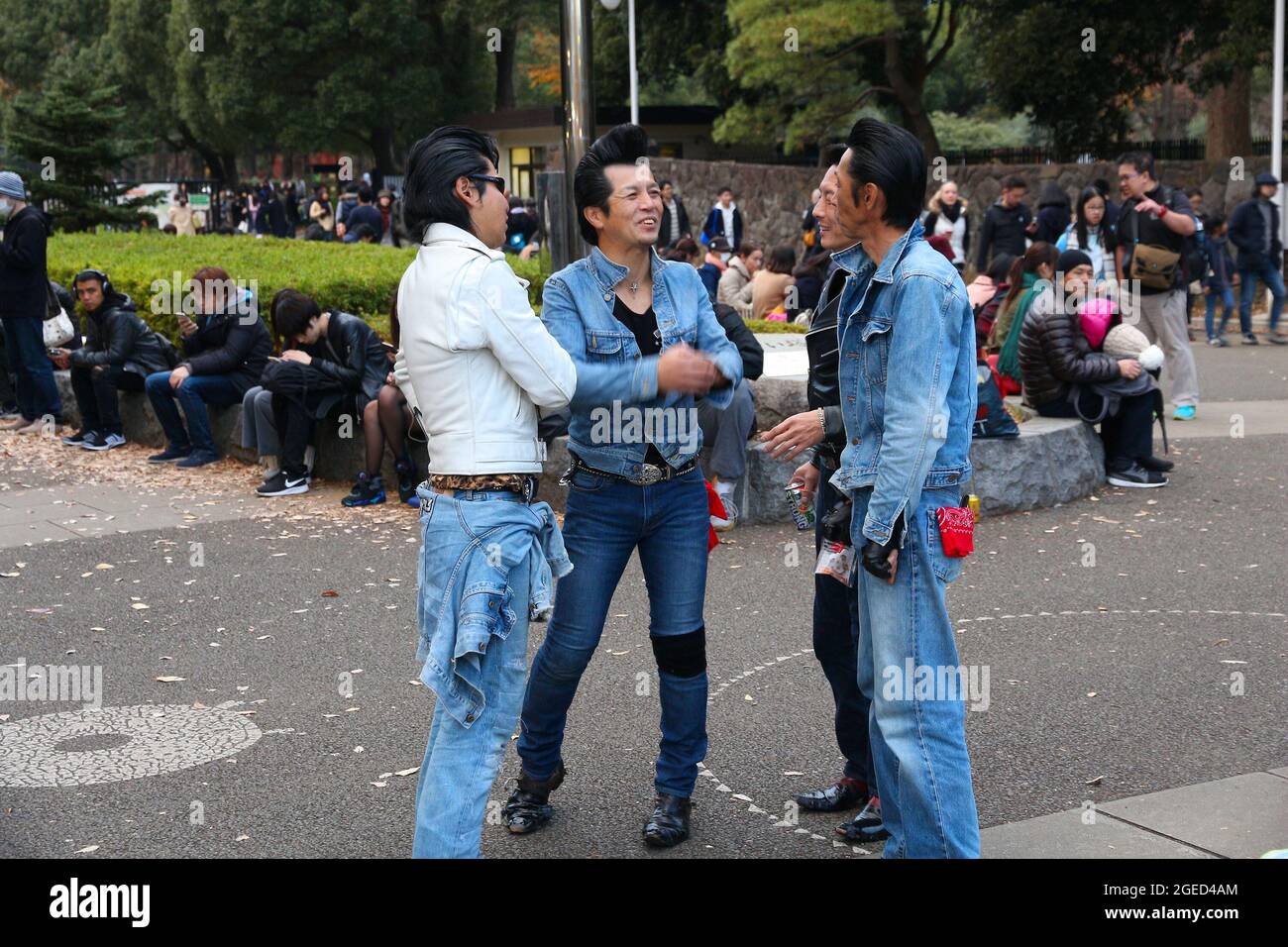 TOKYO, JAPAN - DECEMBER 4, 2016: Rockabilly fans visit Yoyogi Park in ...