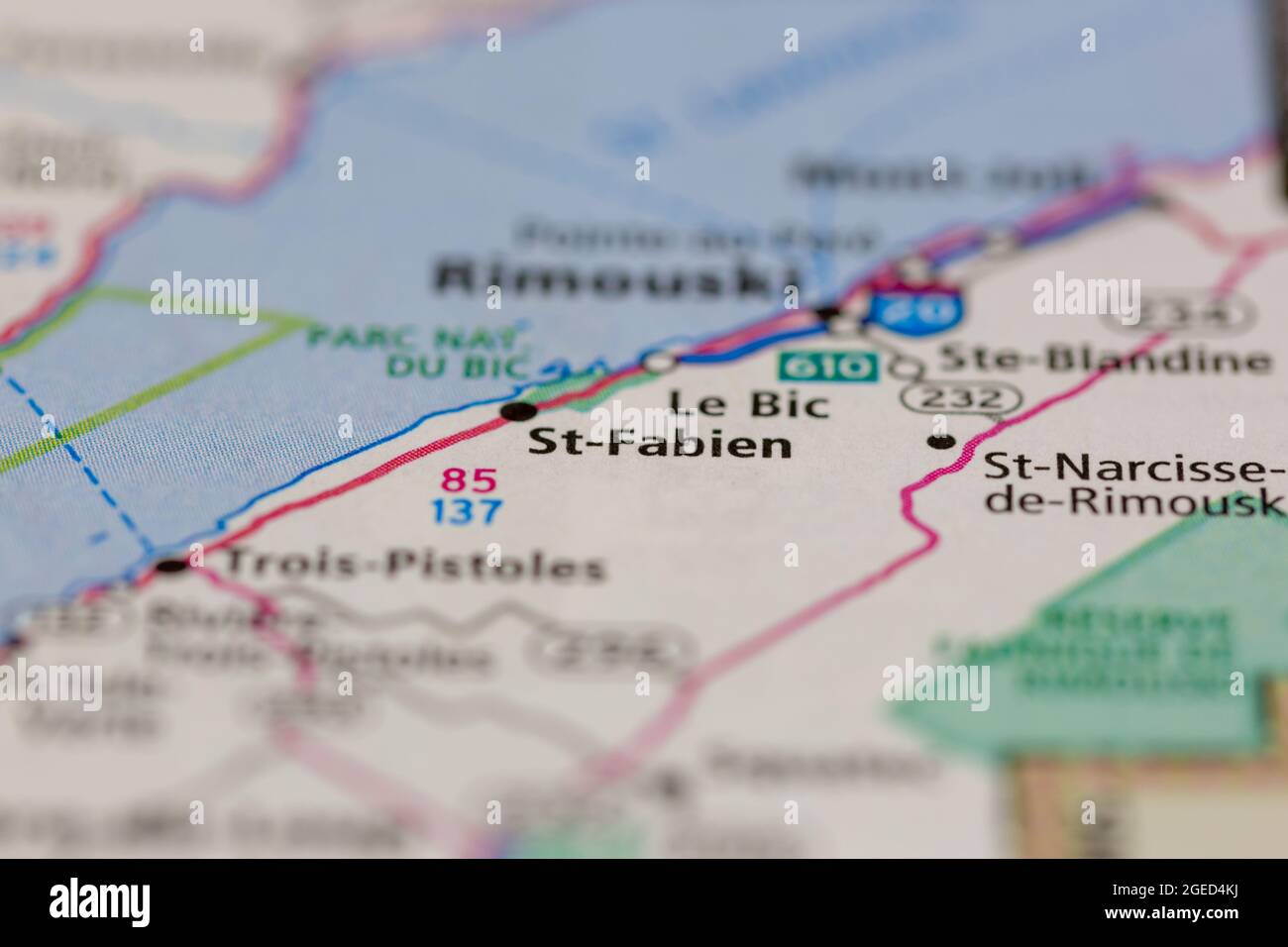 St-Fabien Quebec Canada shown on a road map or Geography map Stock ...